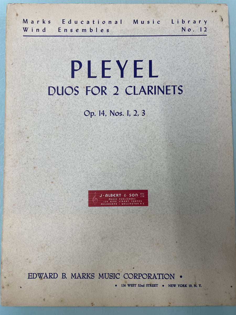 Pleyel - Duos for 2 Clarinets Op. 14 Nos. 1, 2, 3 (Second Hand) – The ...